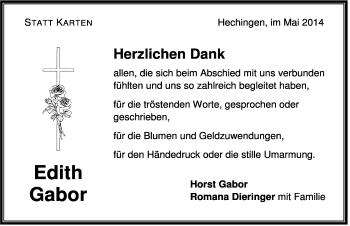 Traueranzeigen von Edith Gabor | Schwarzwälder Bote Trauer