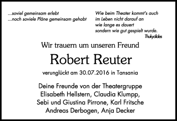 Traueranzeigen von Robert Reuter | Schwarzwälder Bote Trauer