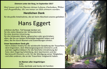 Traueranzeigen von Hans Eggert | Schwarzwälder Bote Trauer