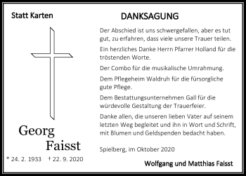 Traueranzeigen von Georg Faisst | Schwarzwälder Bote Trauer