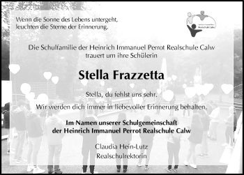 Traueranzeigen von Stella Frazzetta | Schwarzwälder Bote Trauer