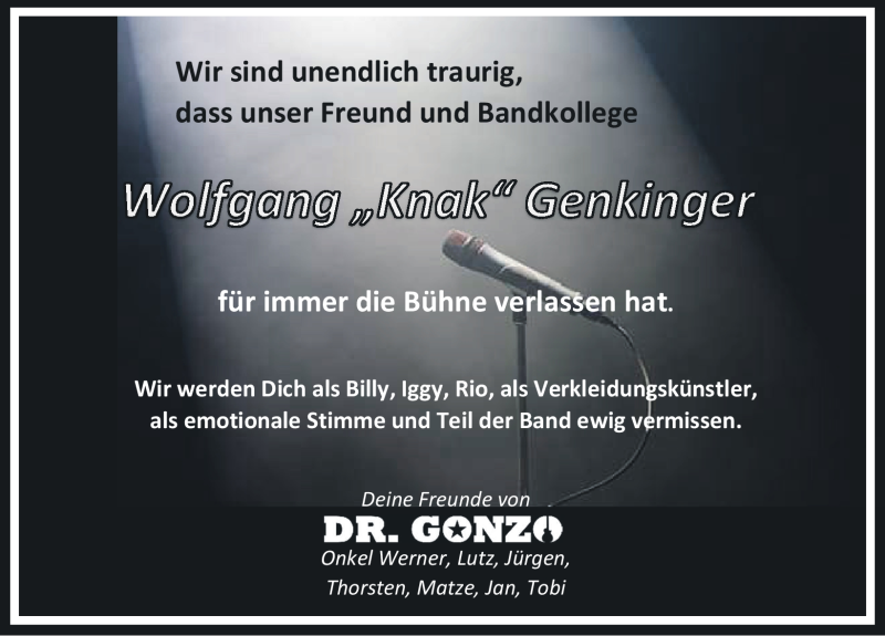 Traueranzeigen von Wolfgang Genkinger | Schwarzwälder Bote Trauer