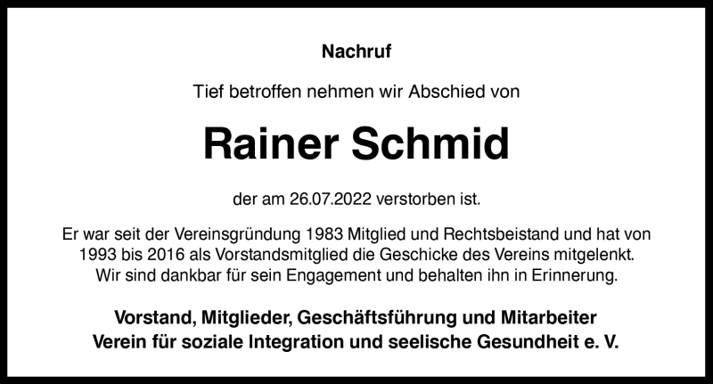 Traueranzeigen von Rainer Schmid | Schwarzwälder Bote Trauer