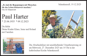 Traueranzeigen von Paul Harter | Schwarzwälder Bote Trauer