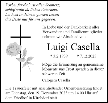 Traueranzeigen von Luigi Casella | Schwarzwälder Bote Trauer