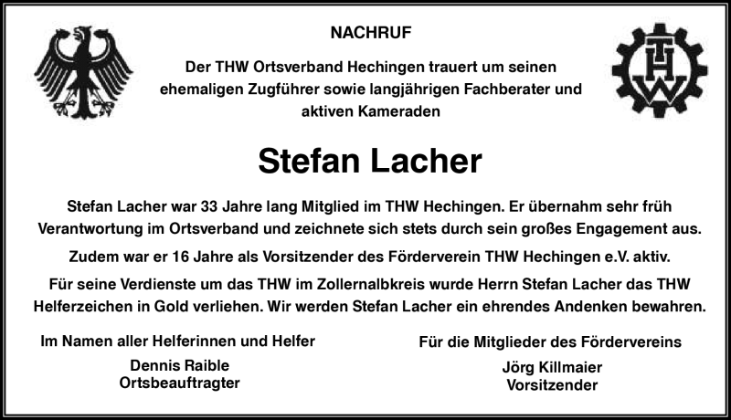 Traueranzeigen von Stefan Lacher | Schwarzwälder Bote Trauer
