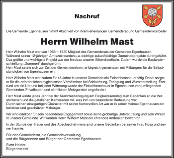 Traueranzeigen von Wilhelm Mast | Schwarzwälder Bote Trauer