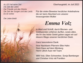 Traueranzeigen von Emma Volz | Schwarzwälder Bote Trauer