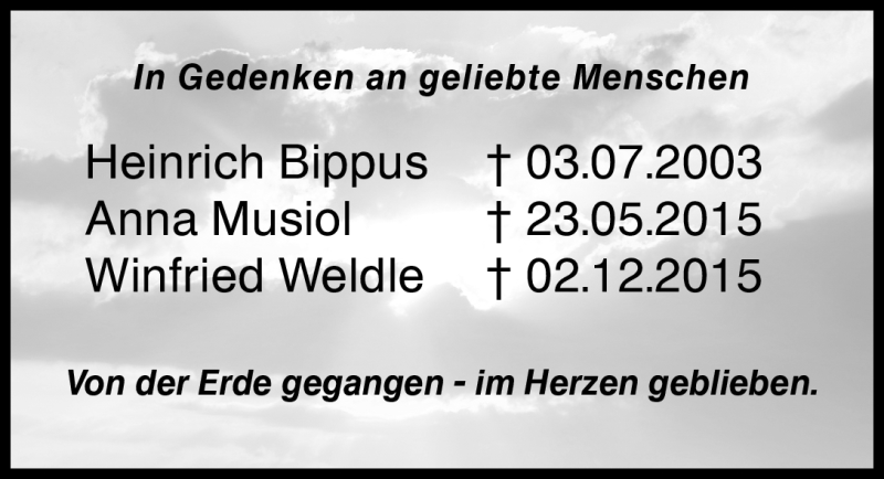 Traueranzeigen von Heinrich Bippus | Schwarzwälder Bote Trauer