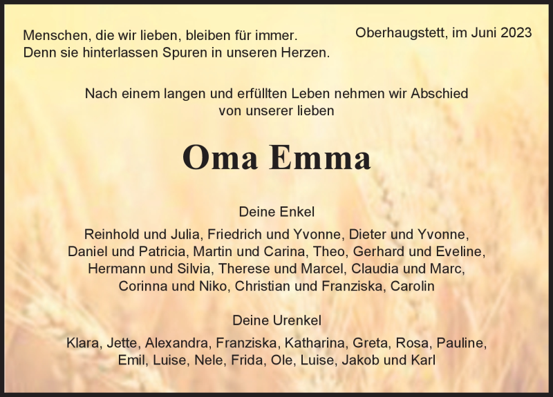 Traueranzeigen von Emma Volz | Schwarzwälder Bote Trauer