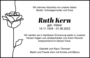 Traueranzeigen von Ruth Kern | Schwarzwälder Bote Trauer