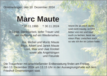 Traueranzeigen von Marc Maute | Schwarzwälder Bote Trauer