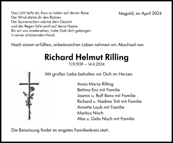 Traueranzeigen von Richard Helmut Rilling | Schwarzwälder Bote Trauer