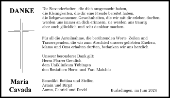 Traueranzeigen von Maria Cavada | Schwarzwälder Bote Trauer