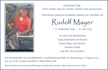 Traueranzeigen von Rudolf Mayer | Schwarzwälder Bote Trauer